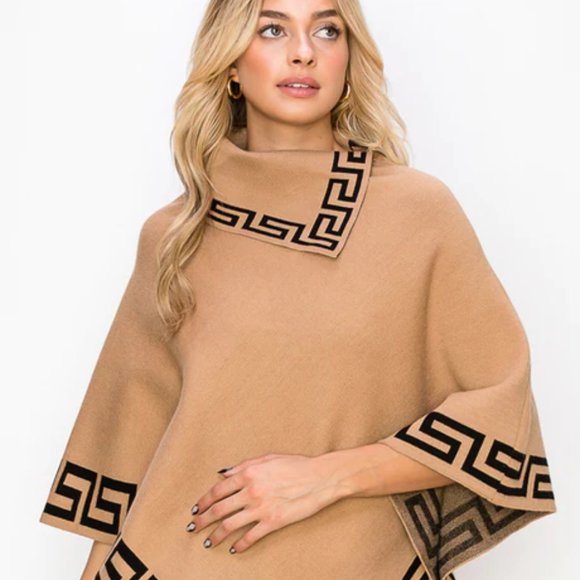 Accessories | Abstract Pattern Accent Foldover Collar Poncho | Poshmark